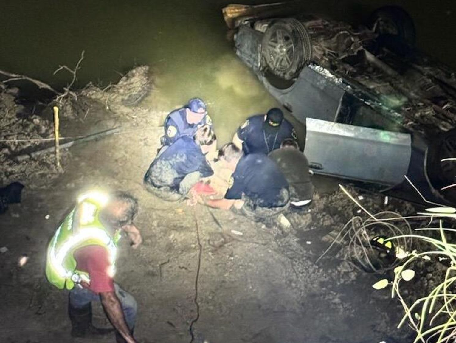 High-speed chase ends in water rescue