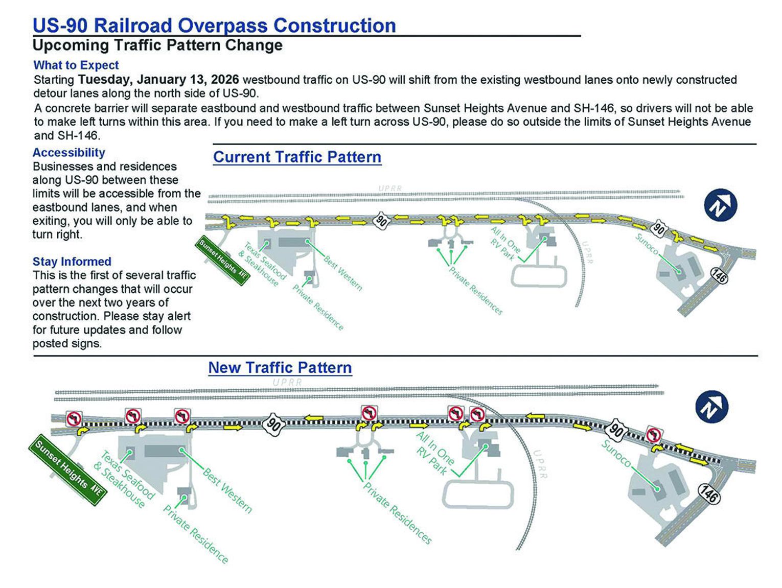 New traffic pattern introduced ahead of overpass construction